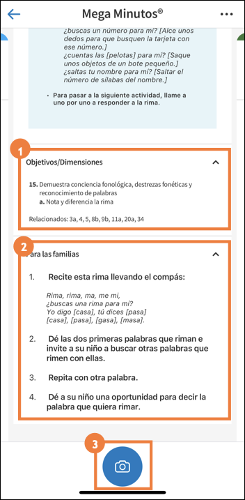 Uso de Mega Minutos en la aplicación Teaching Strategies Teacher