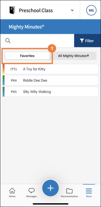 Where can I find Mighty Minutes I have favorited on the Teaching ...