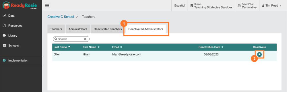 Managing Administrators in ReadyRosie
