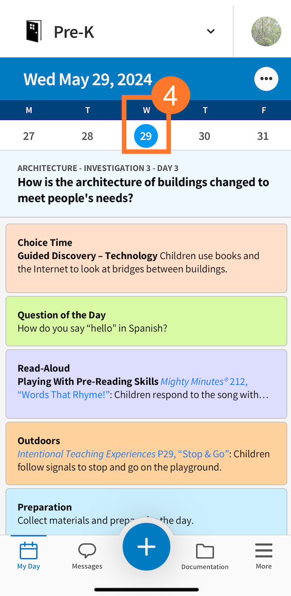 How do I view a different day on My Day?