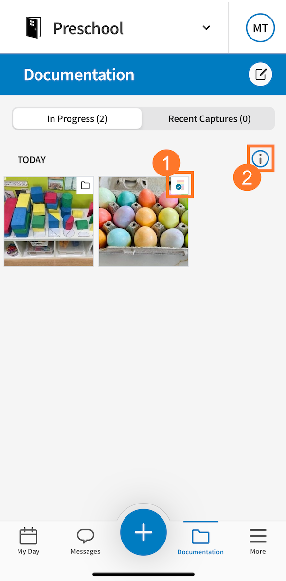 What are the icons on my documentation thumbnails in the Teaching ...