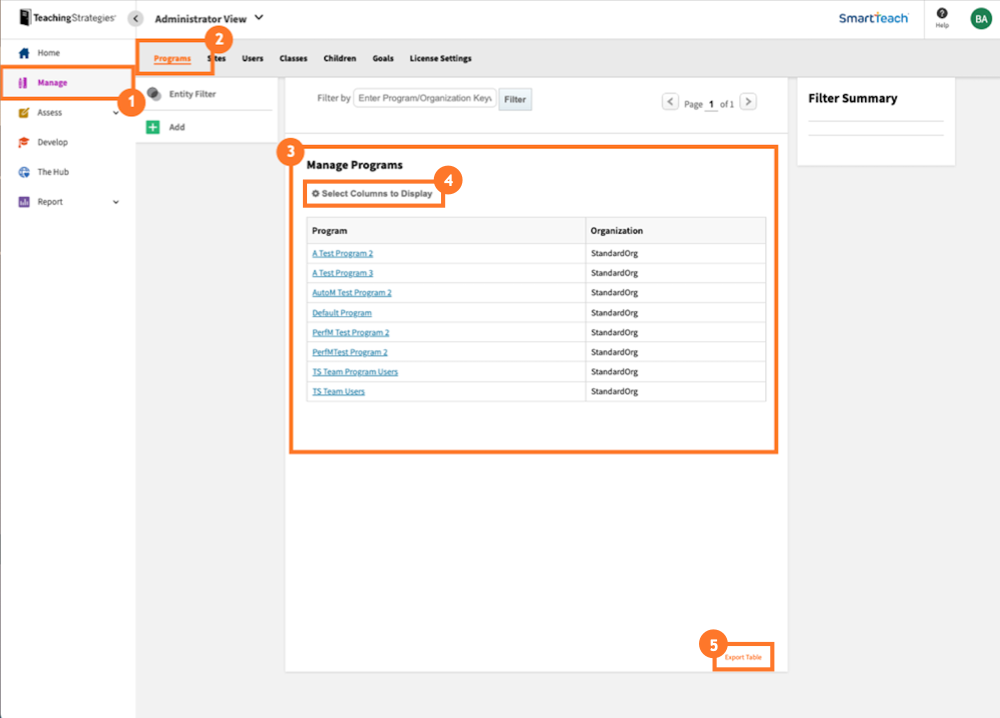 Managing Programs in SmartTeach