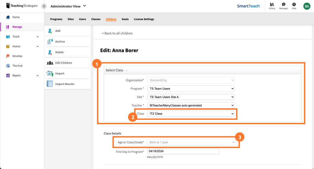 Managing Children in SmartTeach® (for Administrators)