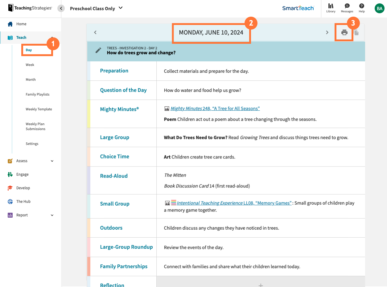 Using the Day View Calendar