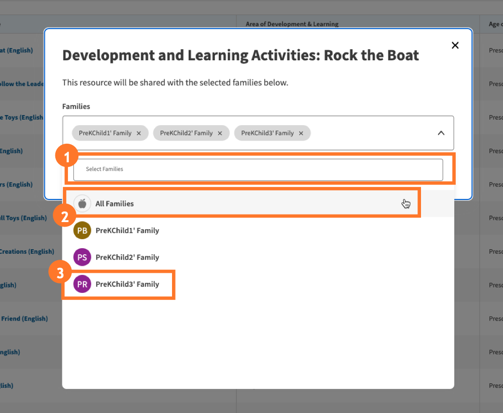 Sharing Development and Learning Activities with Families