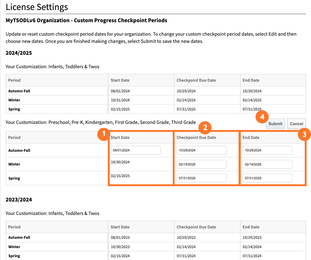 Managing Checkpoint Period Dates in SmartTeach®
