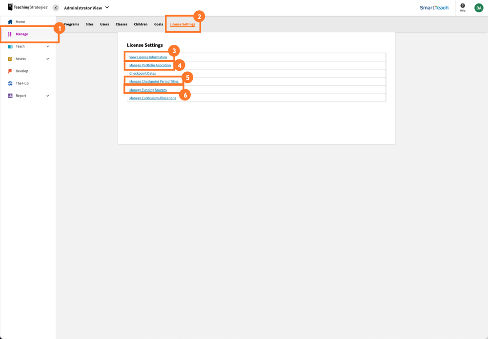 Managing License Settings in SmartTeach