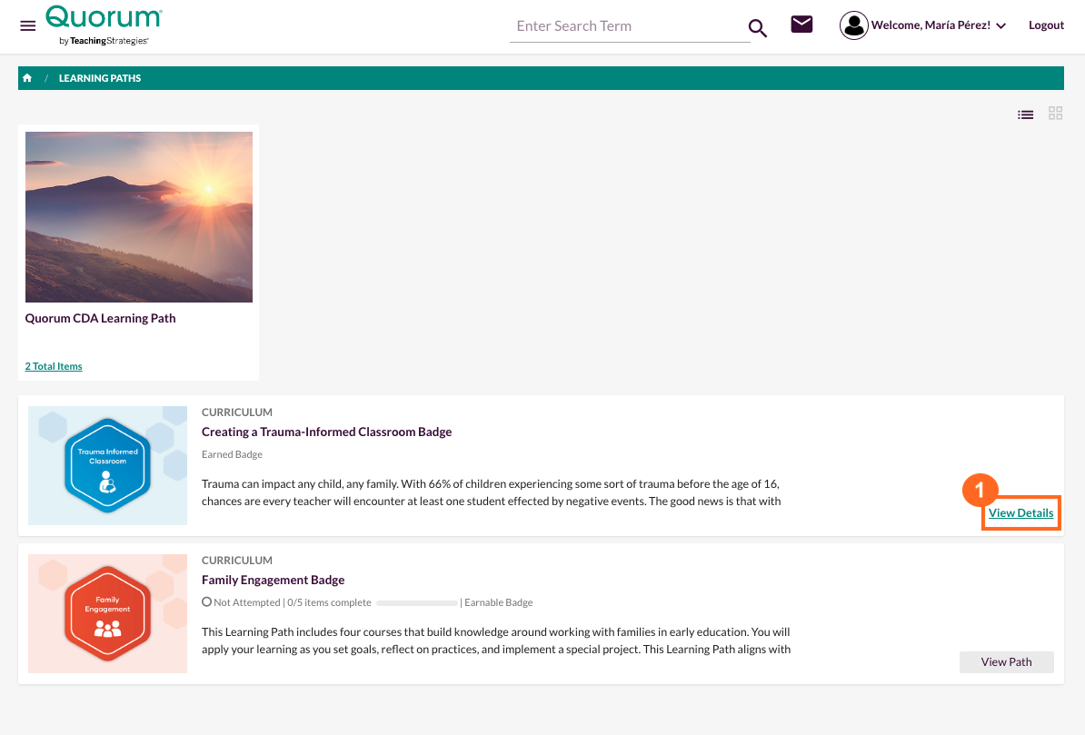 Completing Learning Paths in Quorum