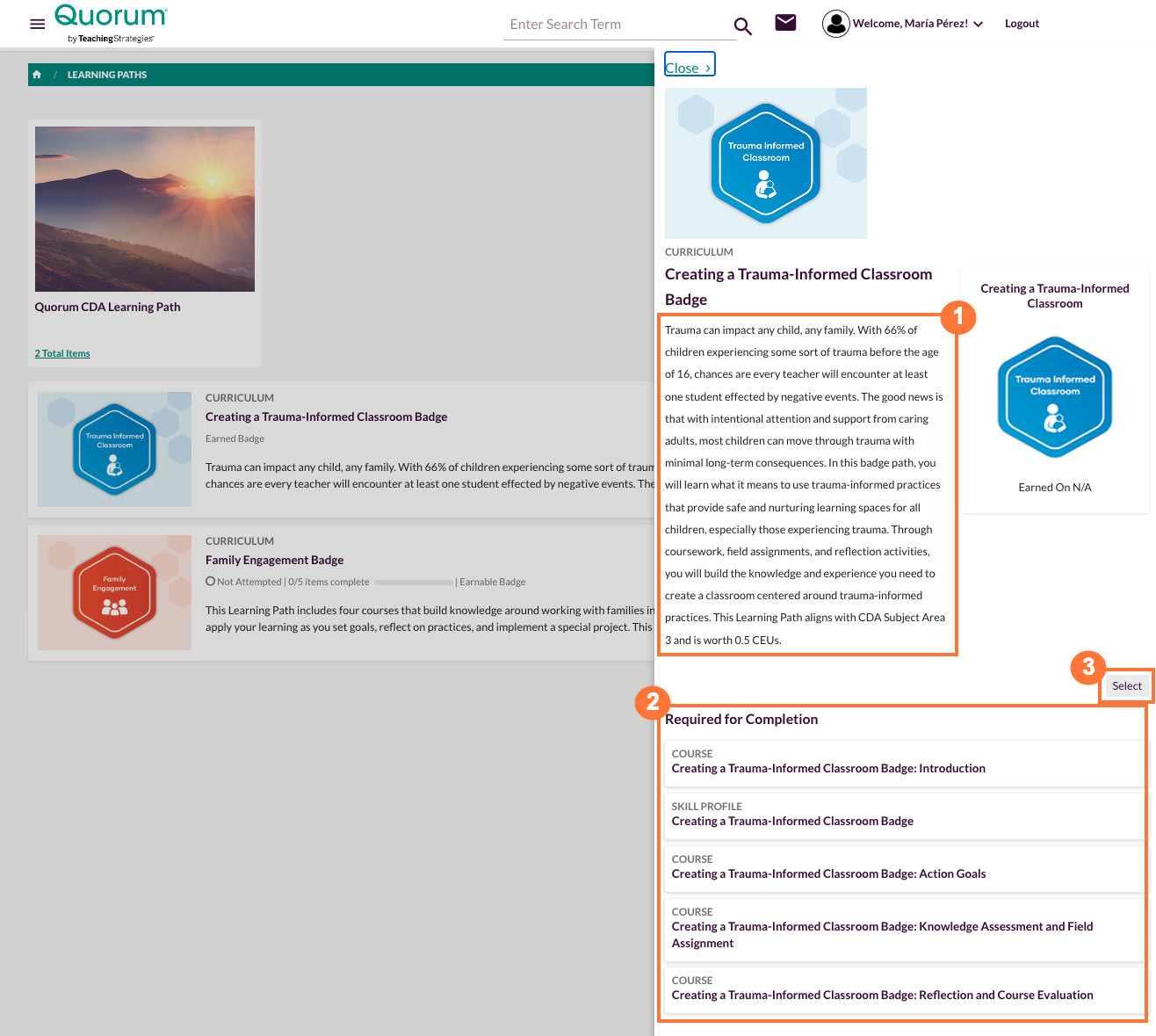 Completing Learning Paths in Quorum