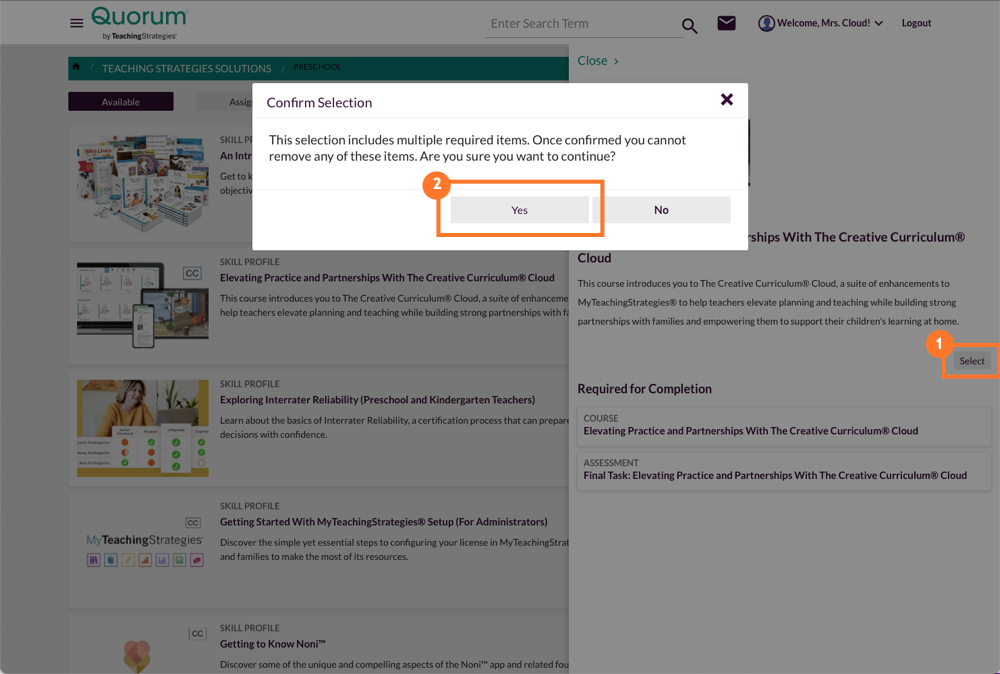 Completing Product Tutorials in Quorum