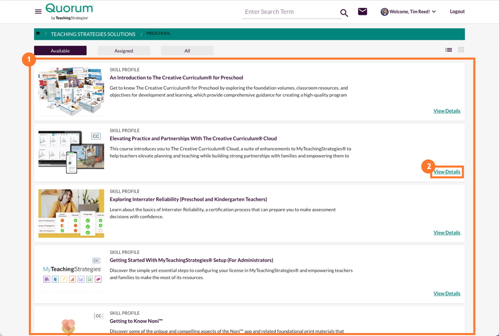 Completing Product Tutorials in Quorum