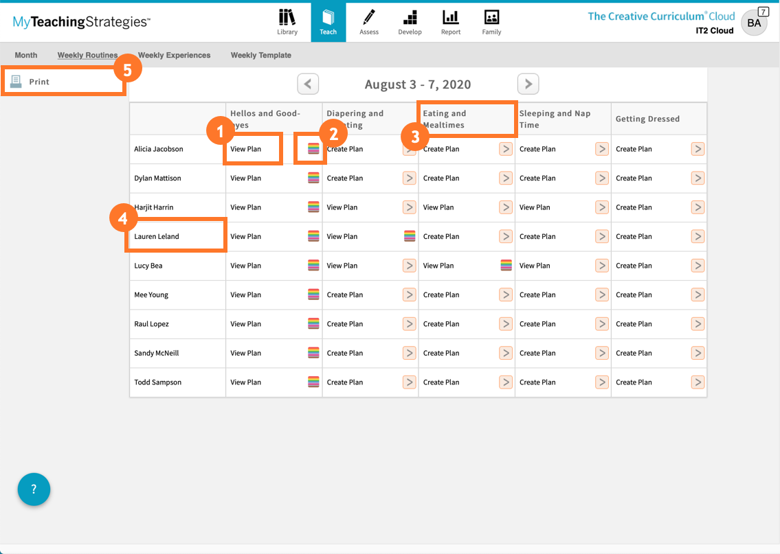 Using the Weekly Routines Calendar