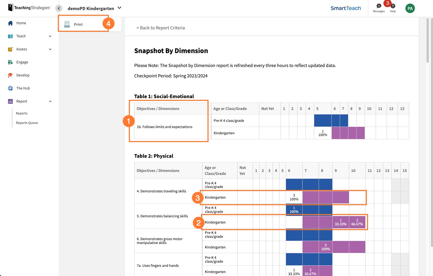 Snapshot By Dimension Report - Teachers
