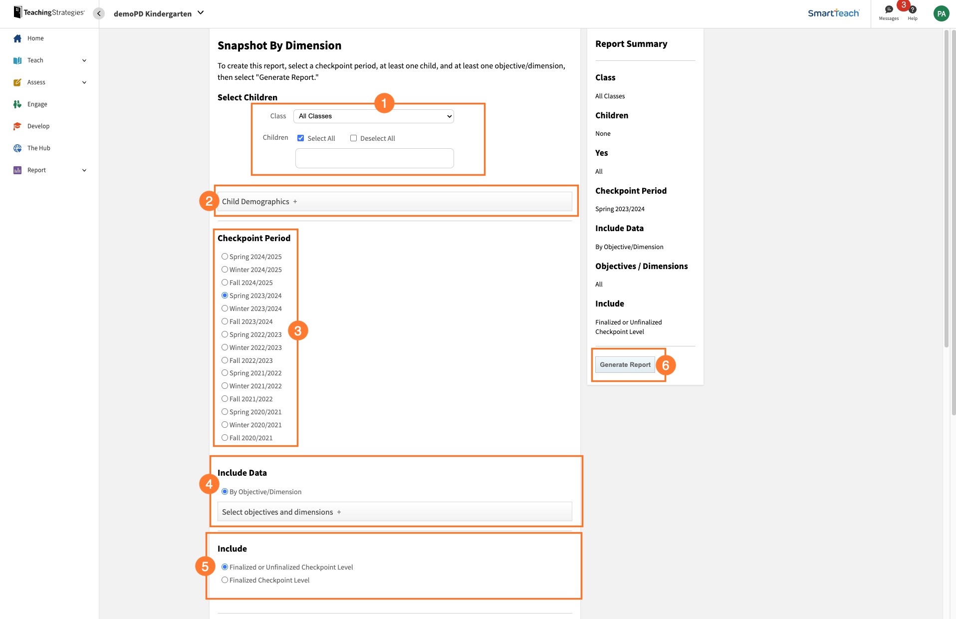 Snapshot By Dimension Report - Teachers