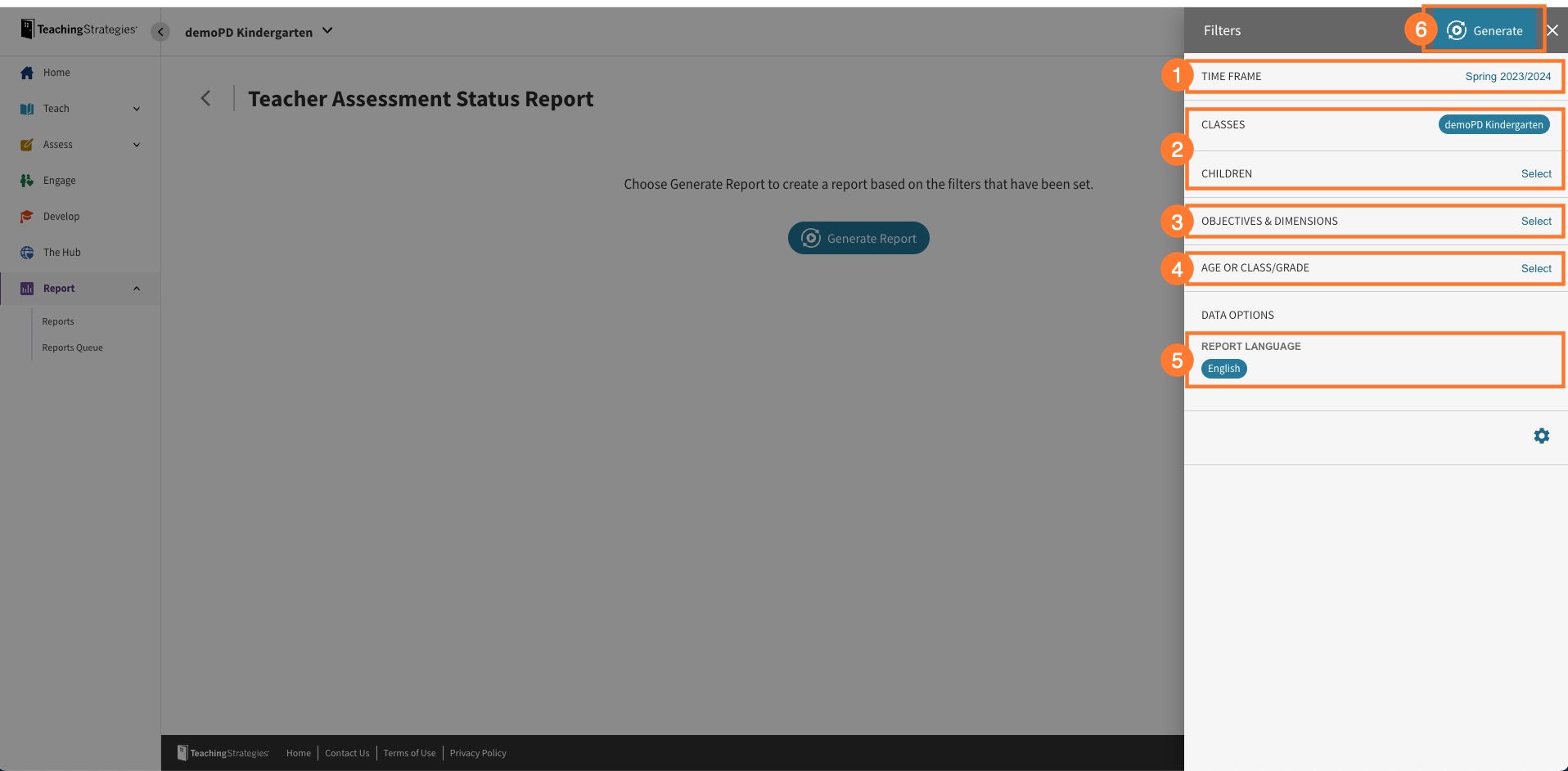 Teacher Assessment Status Report