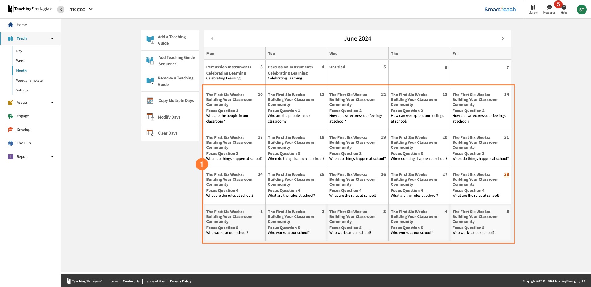Using the Month View Calendar