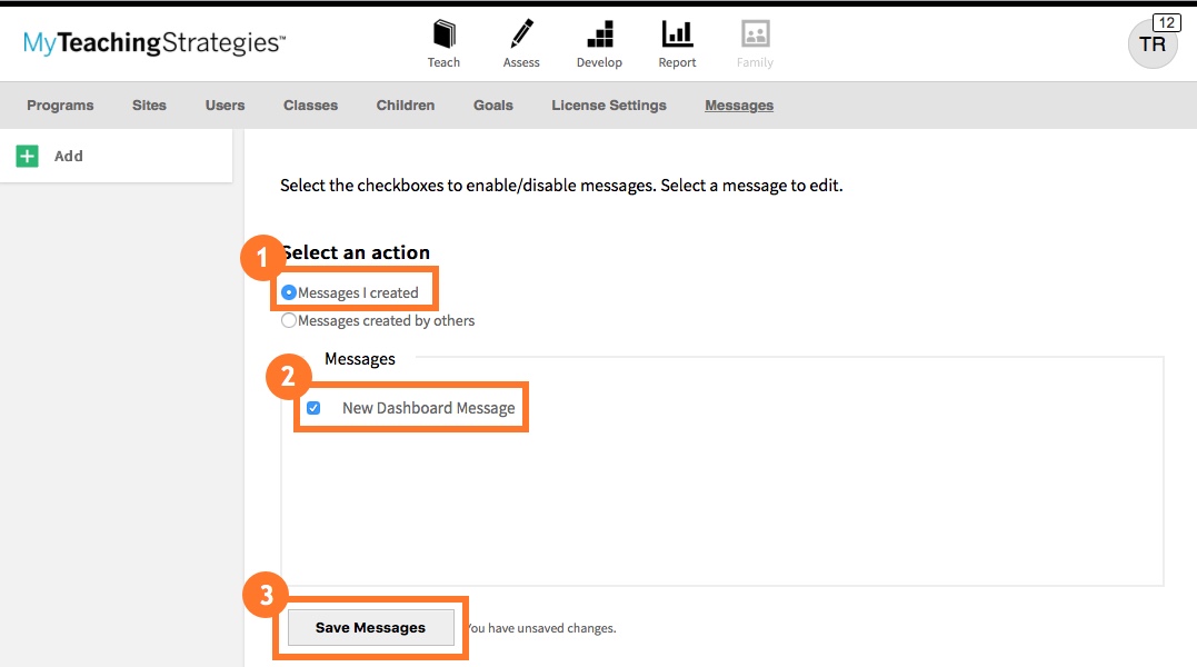 Adding Messages to the SmartTeach Dashboard