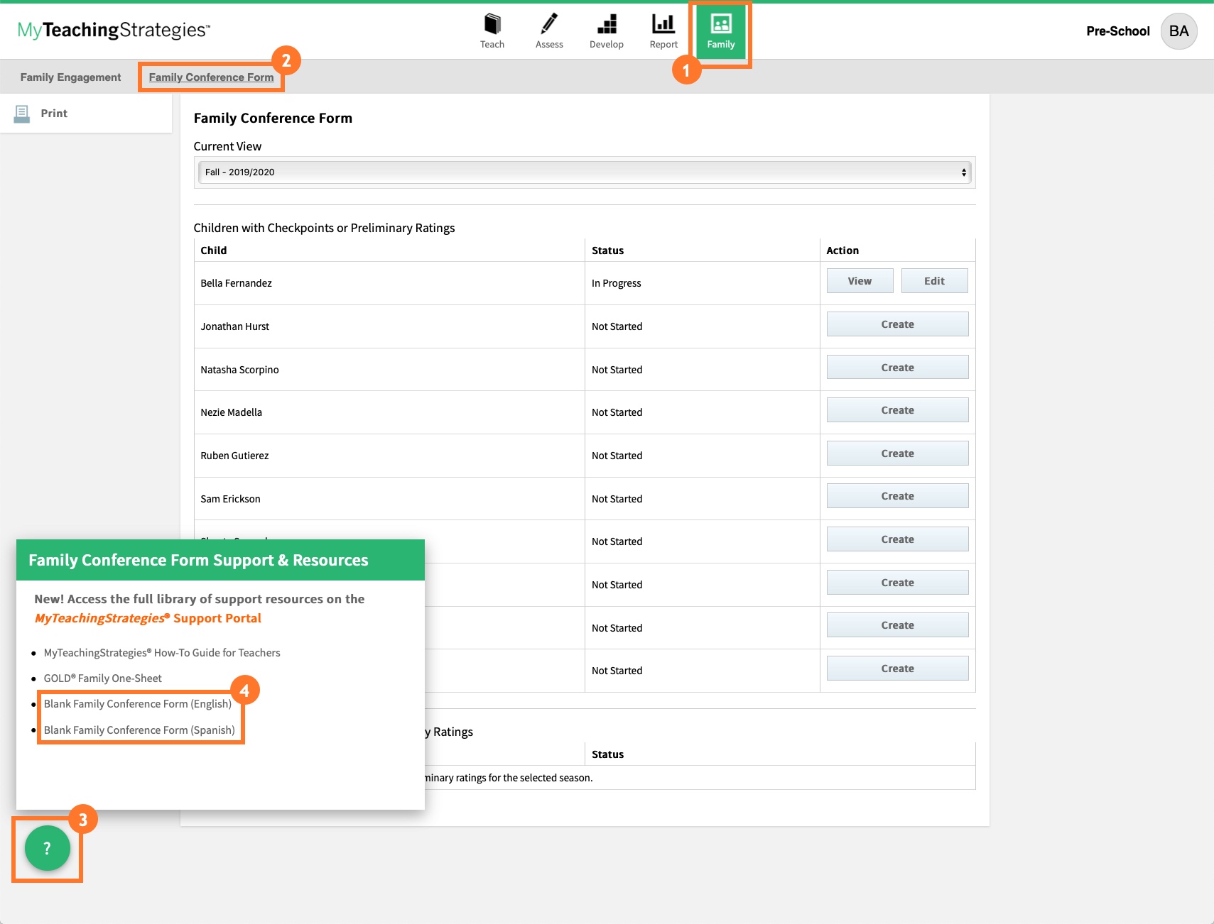 How do I print a blank Family Conference Form in SmartTeach®?