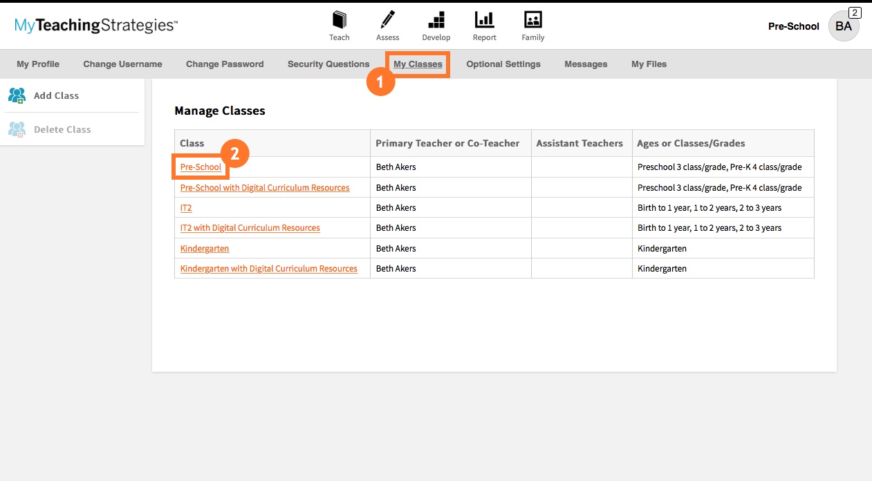 How do I locate a class's SmartTeach class ID as a teacher?