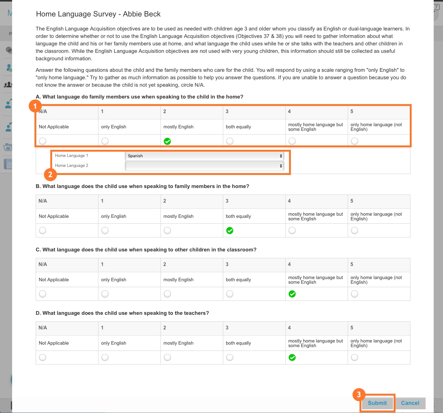 How do I complete the Home Language Survey as an administrator?