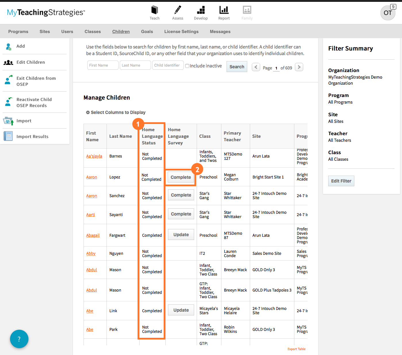 How do I complete the Home Language Survey as an administrator?