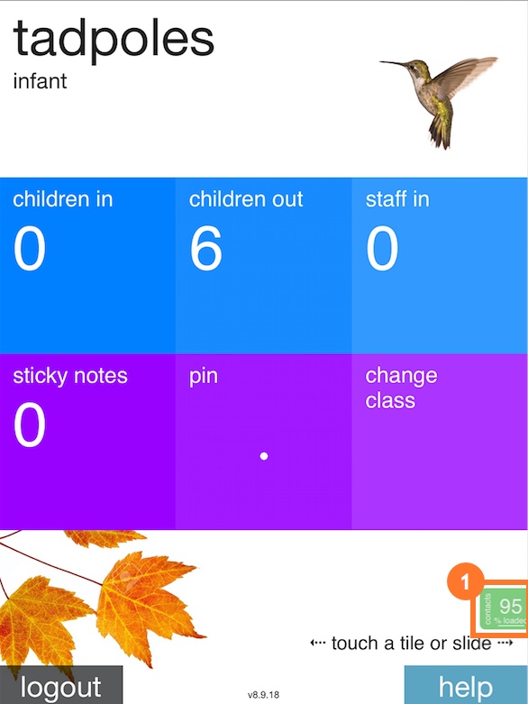 What is the green Contacts loading indicator on the Childcare by ...