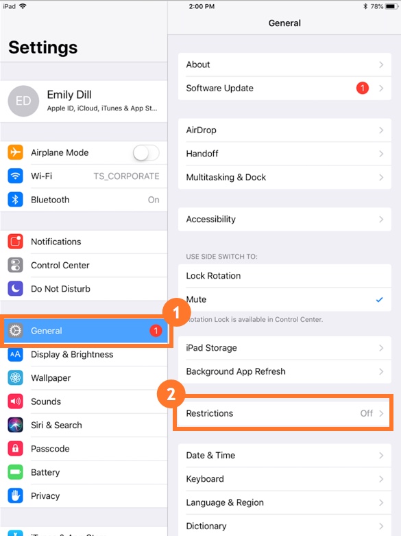 How do I set restrictions on Apple mobile devices?