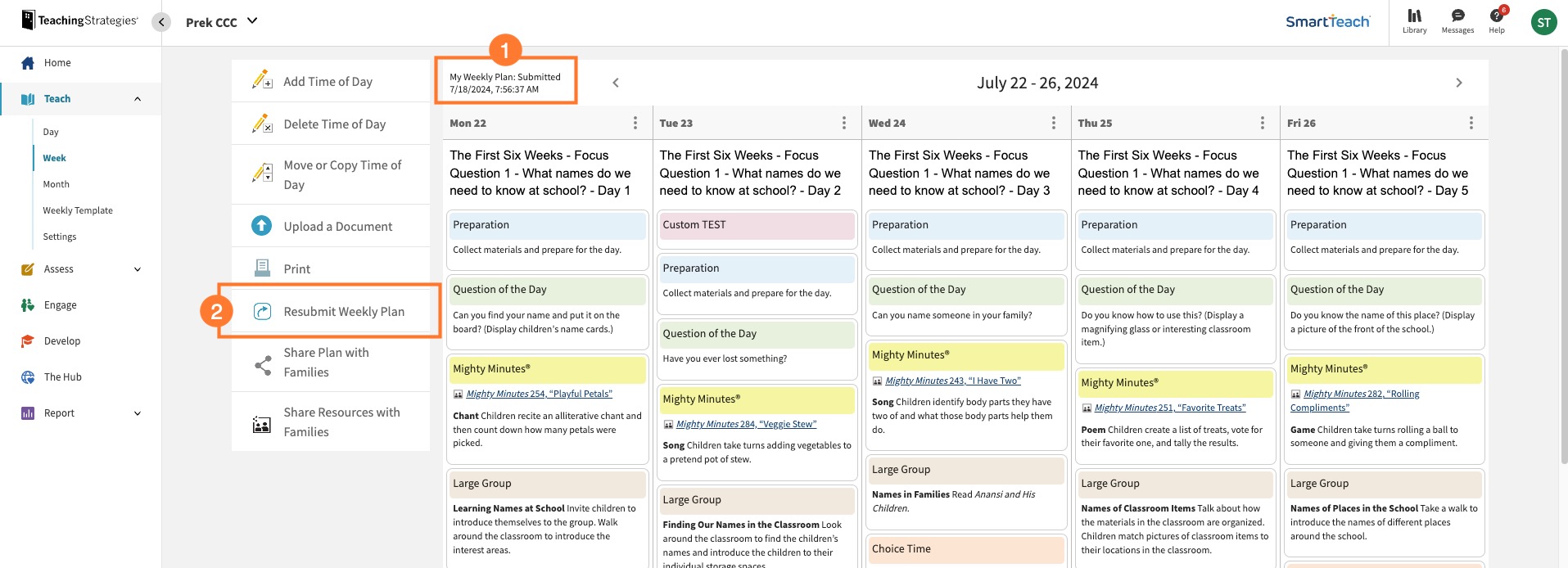 Submitting Weekly Plans to Administrators