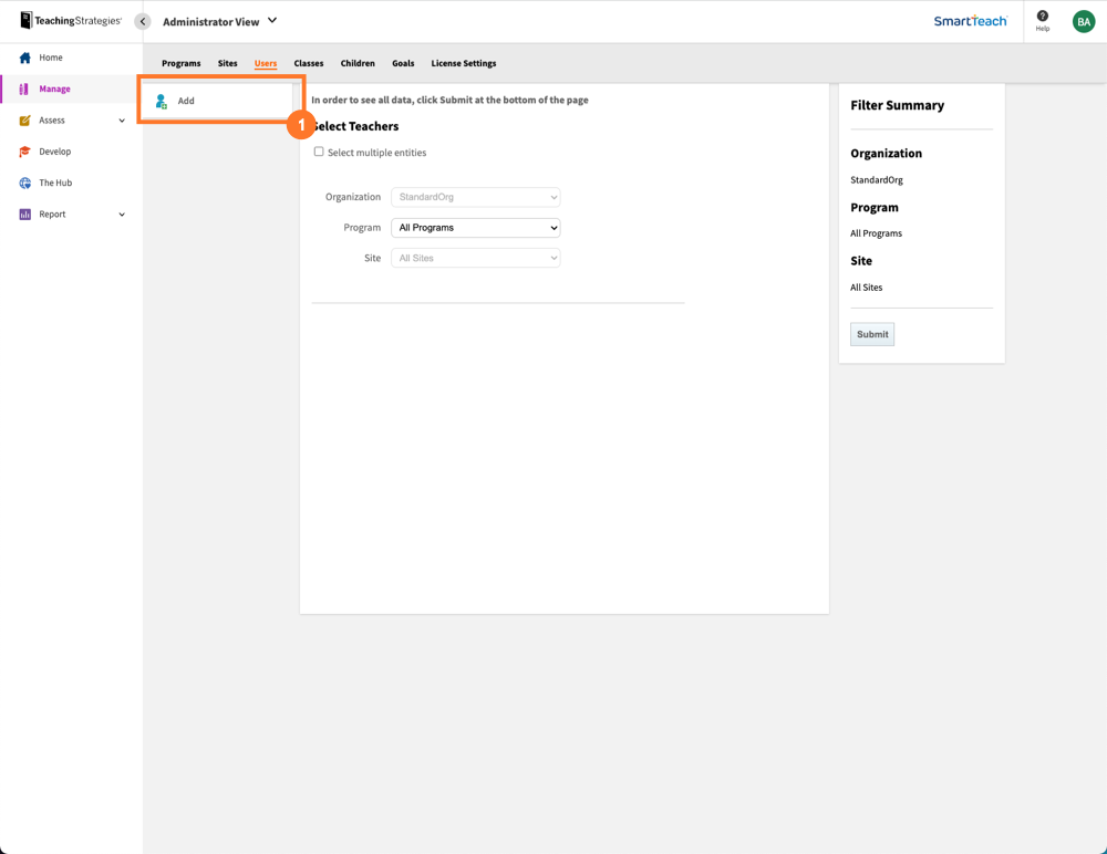 Managing Users in SmartTeach