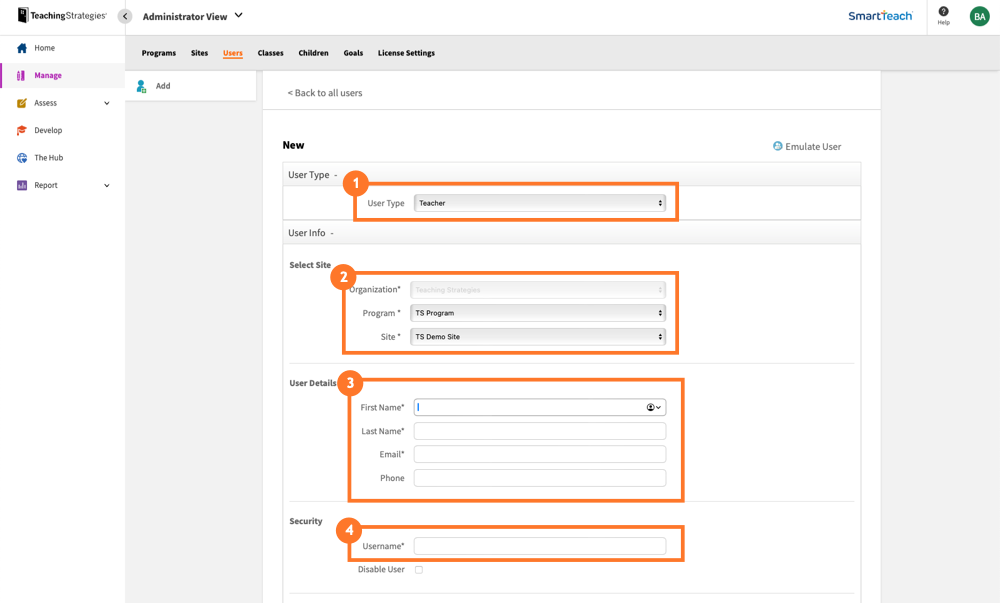 Managing Users in SmartTeach