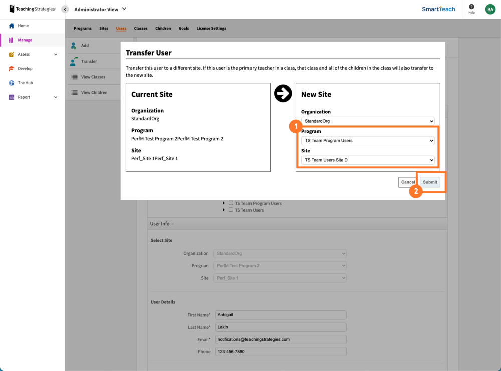 Managing Users in SmartTeach