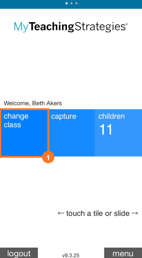How do I change classes in the MyTeachingStrategies mobile app?