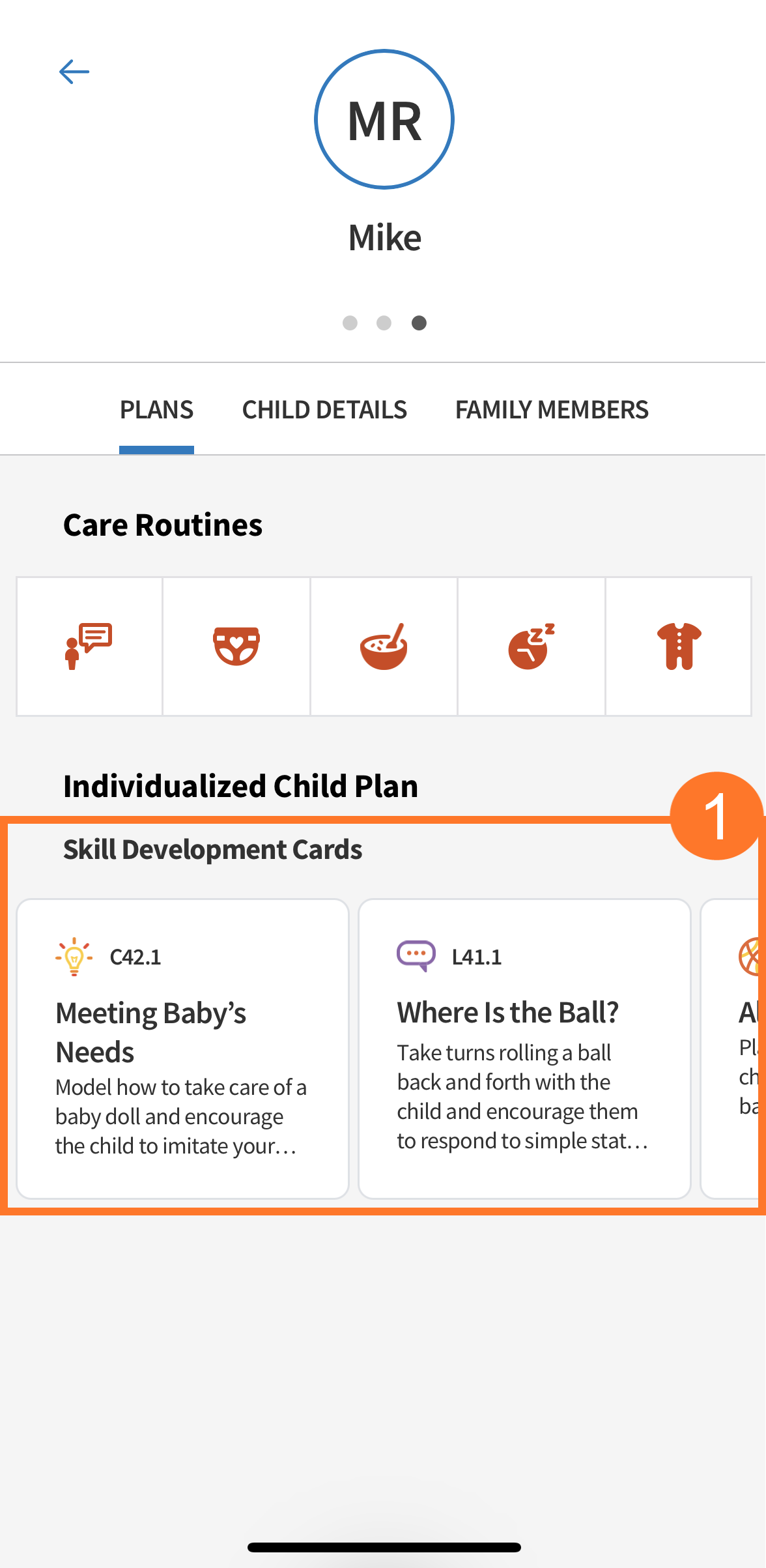 How are Skill Development Cards populated on the Individualized Child Plan?