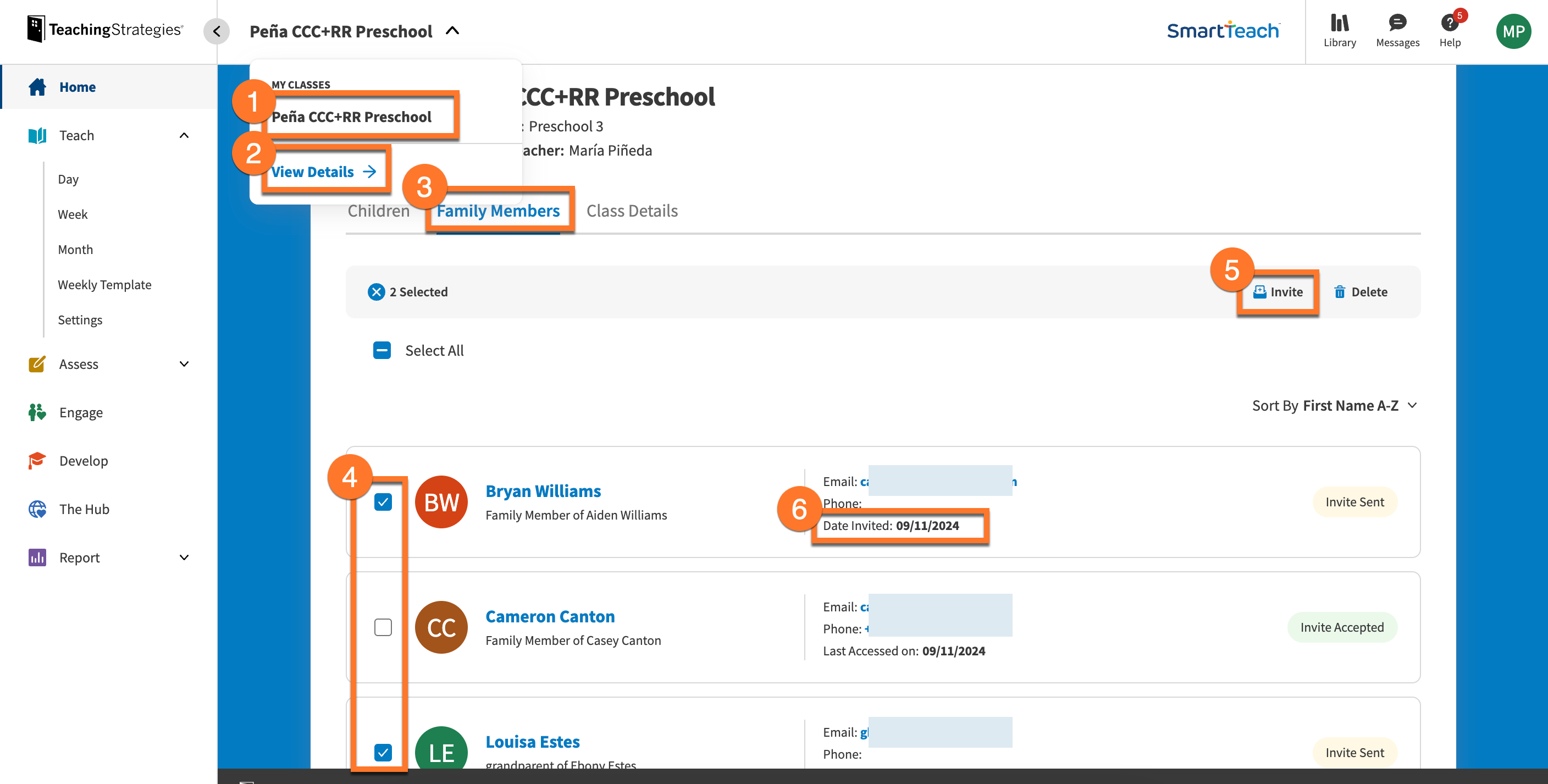 Managing Family Members in SmartTeach