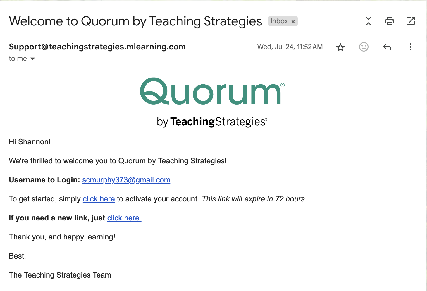 How to Activate Your New Quorum Account in SmartTeach