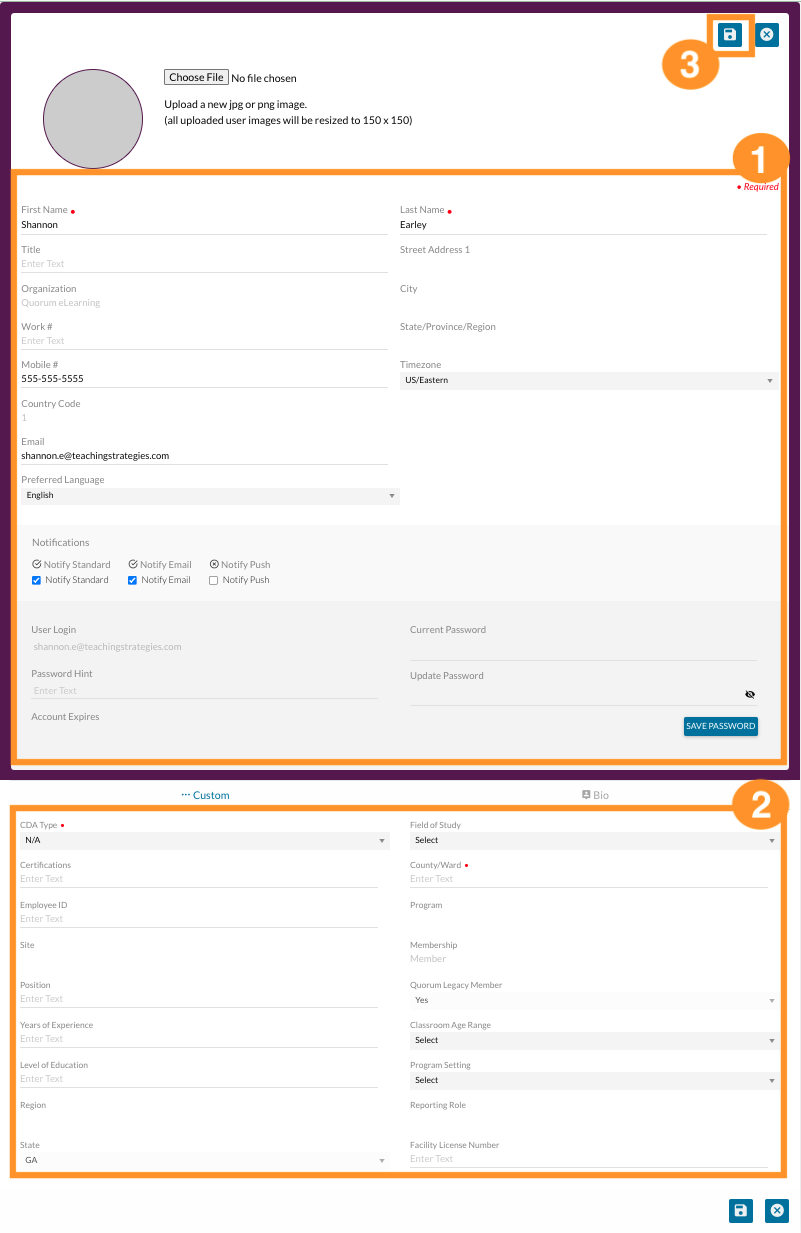 How do I Update my Profile in Quorum?