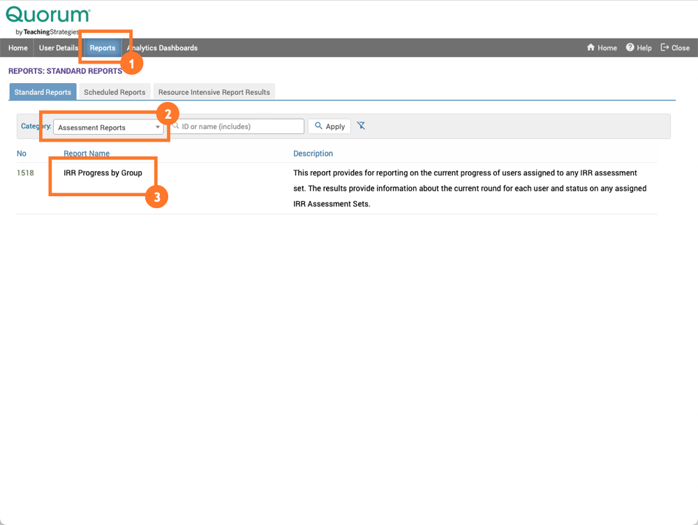 Generating the IRR Progress By Group Report in Quorum