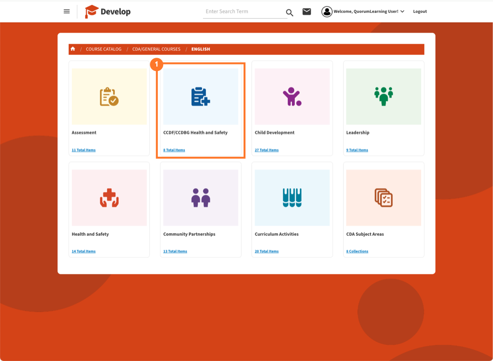 Which courses do I have to take on Quorum for the required CCDF Health ...