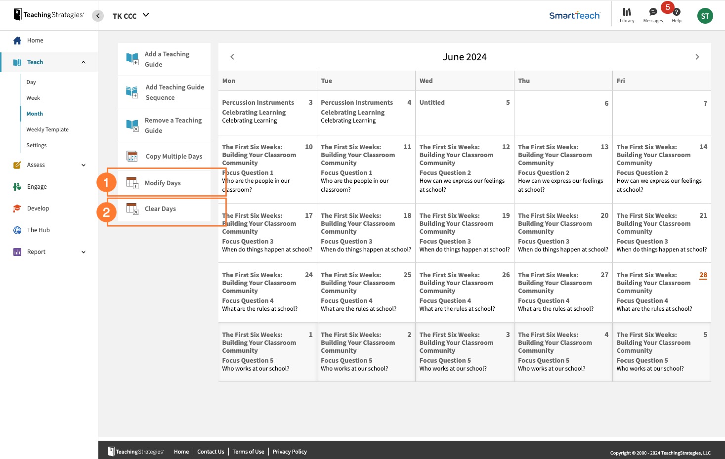 Using the Month View Calendar