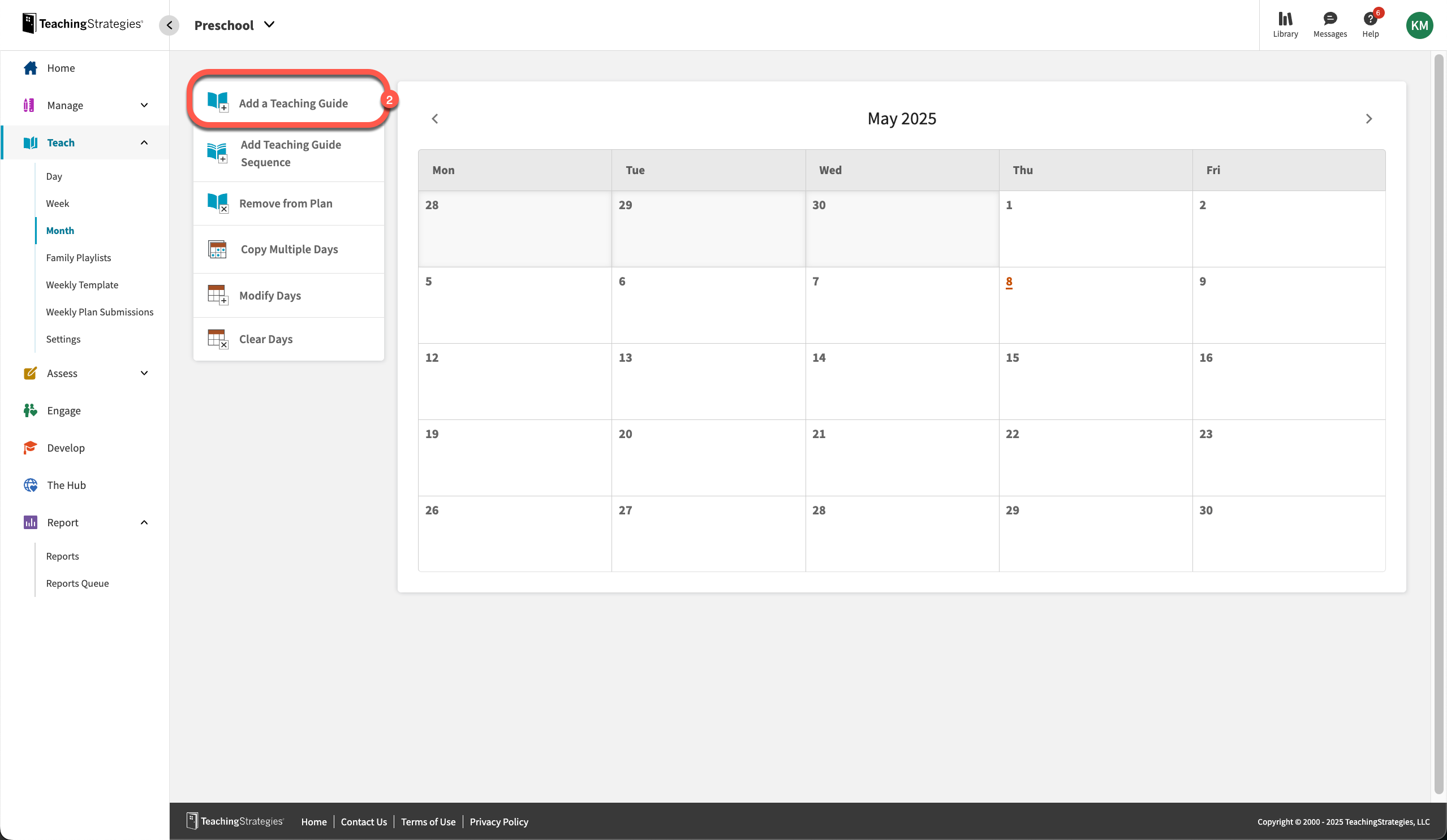 Using the Month View Calendar