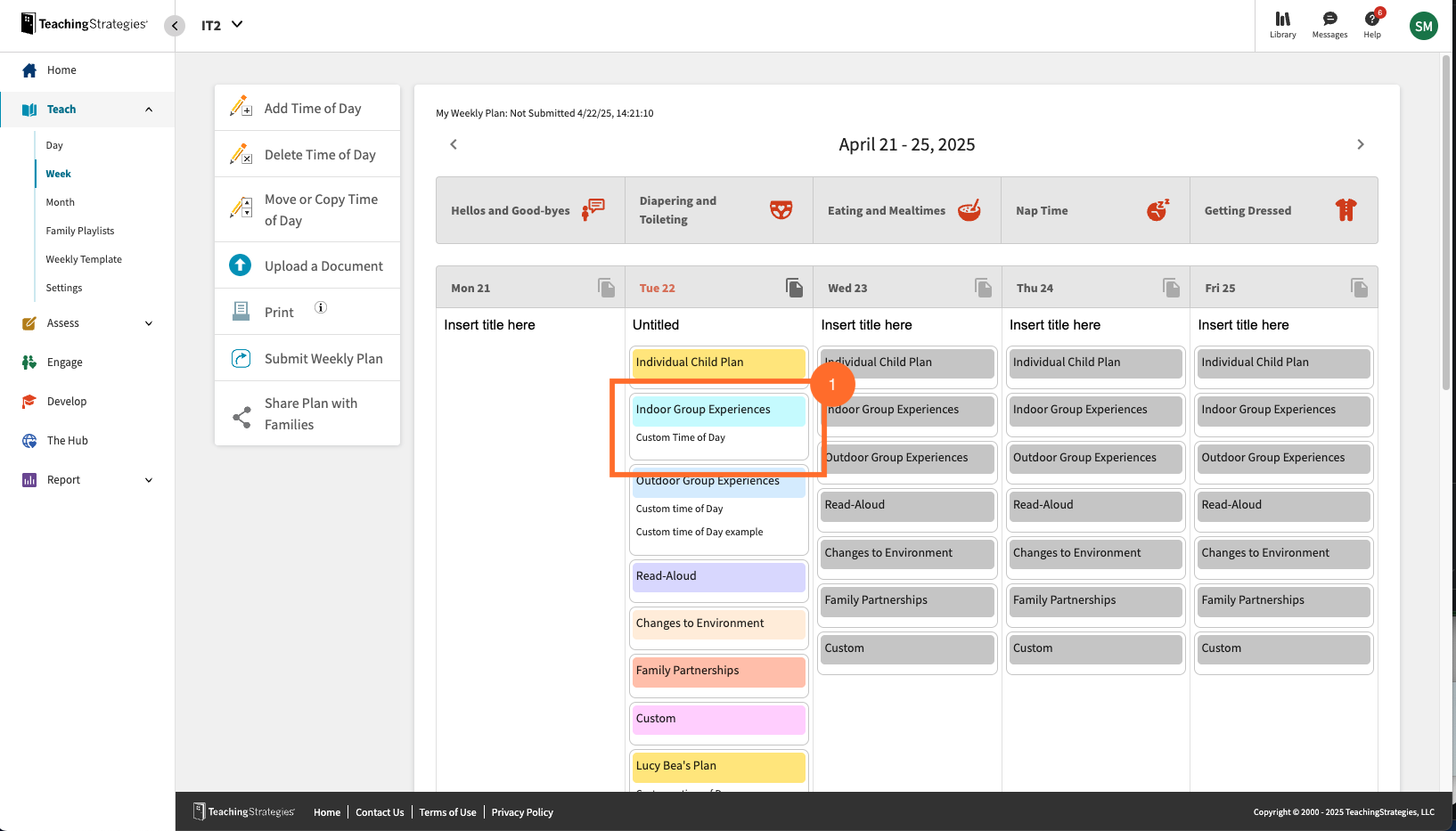 How do I plan for a custom activity from my activities library?