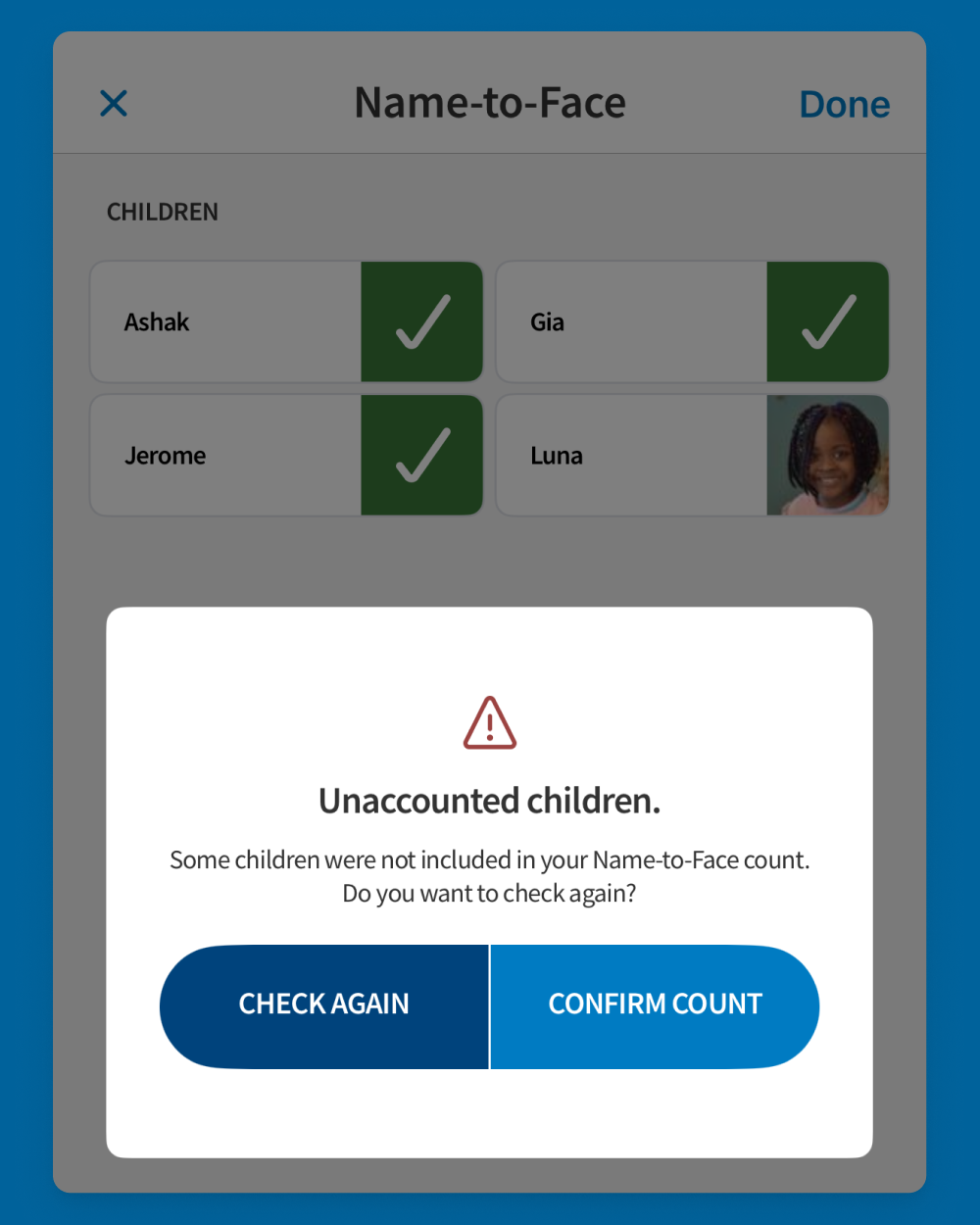Perform a Name-to-Face Check Using the SmartTeach® App