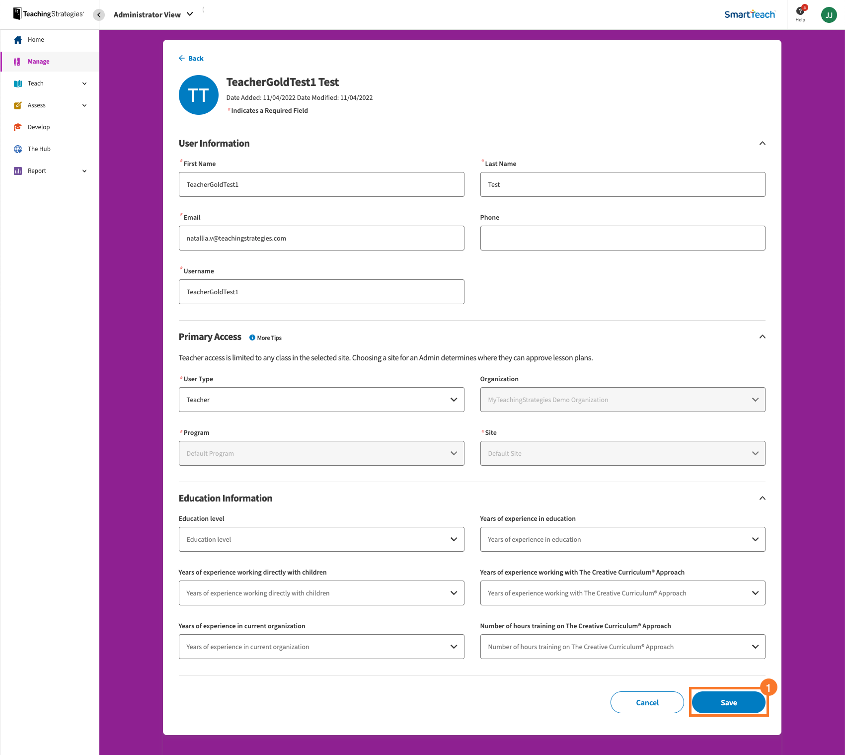 Managing Users in SmartTeach