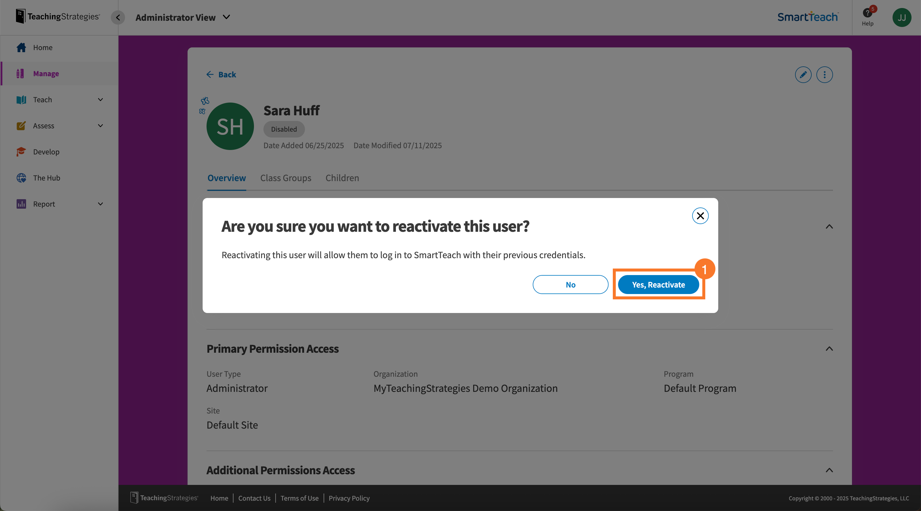 Managing Users in SmartTeach