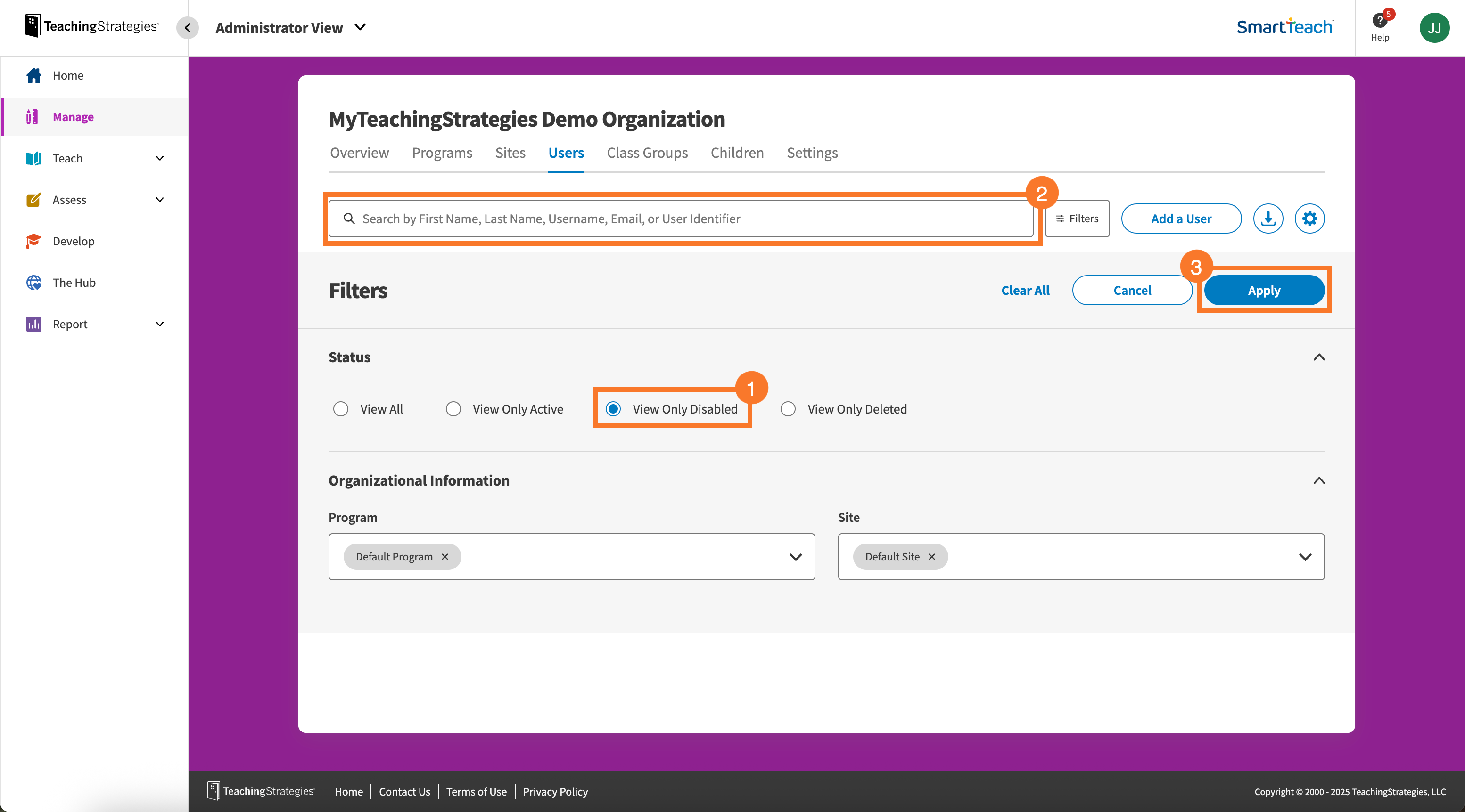 Managing Users in SmartTeach