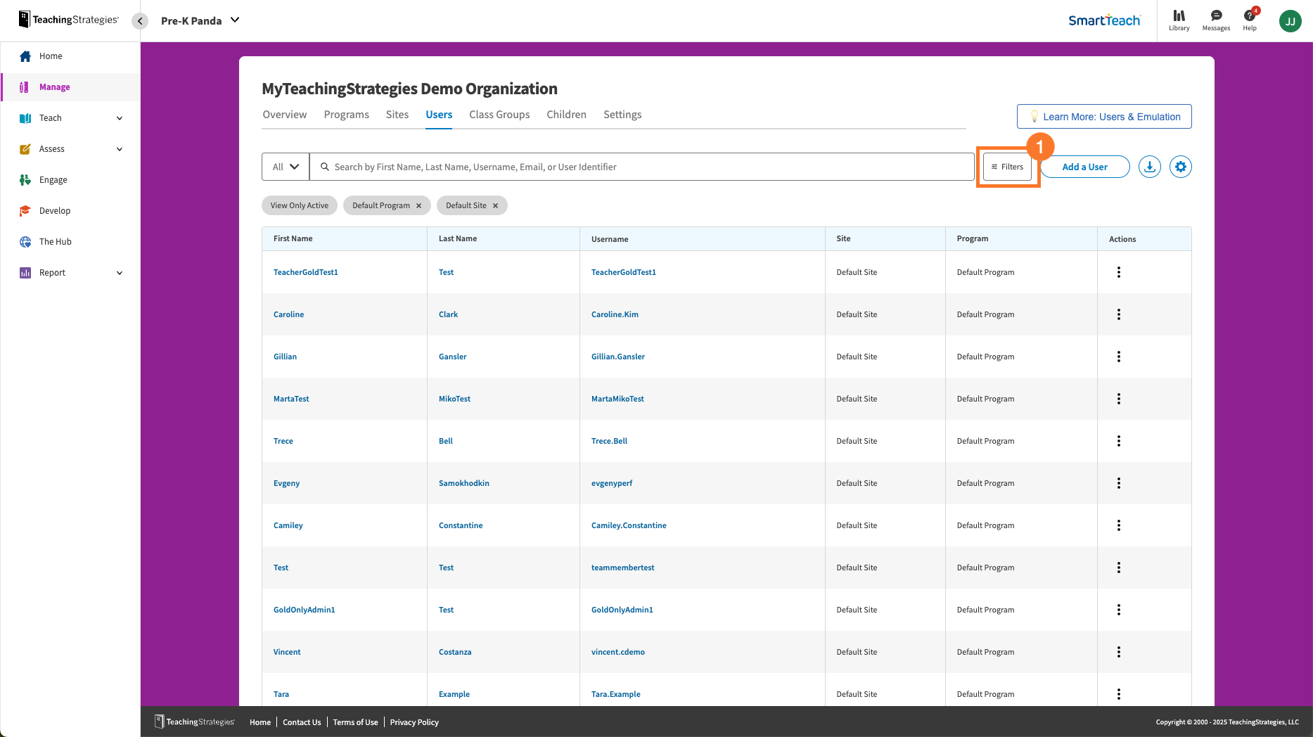 Managing Users in SmartTeach