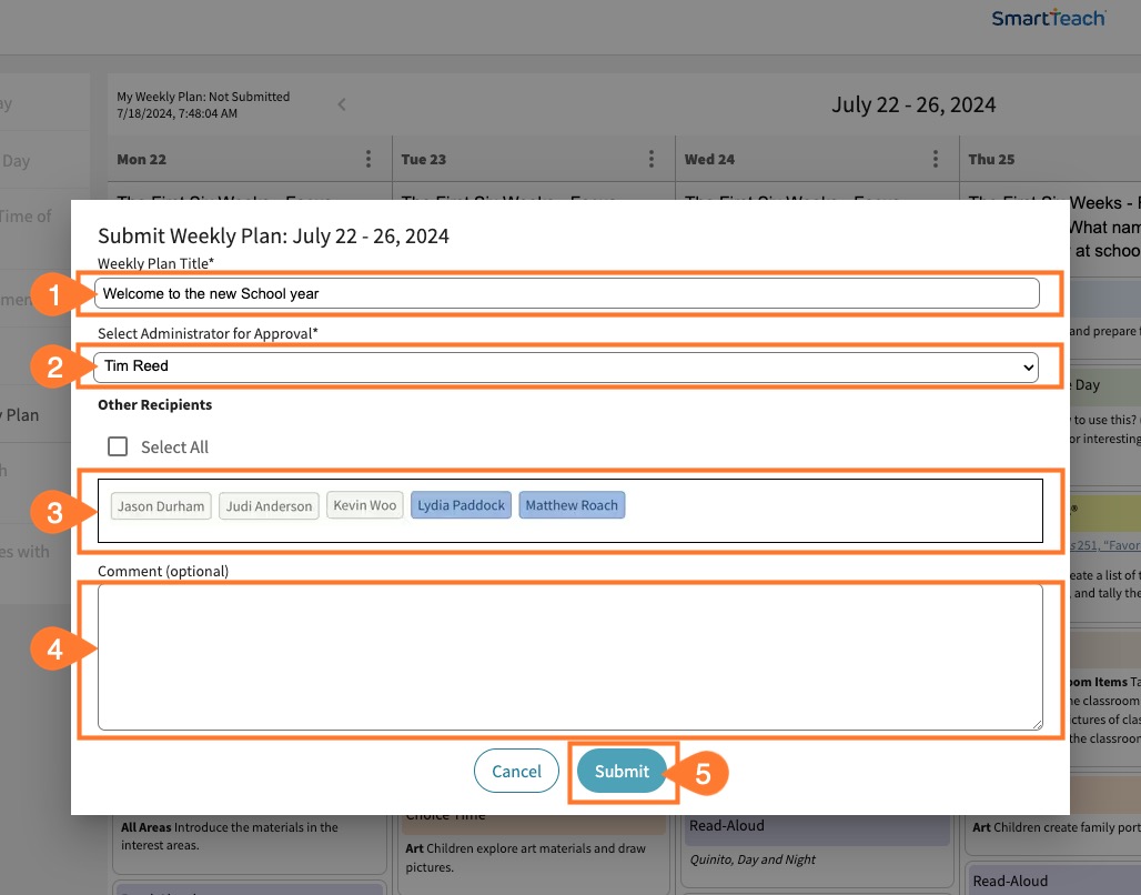Submitting Weekly Plans to Administrators