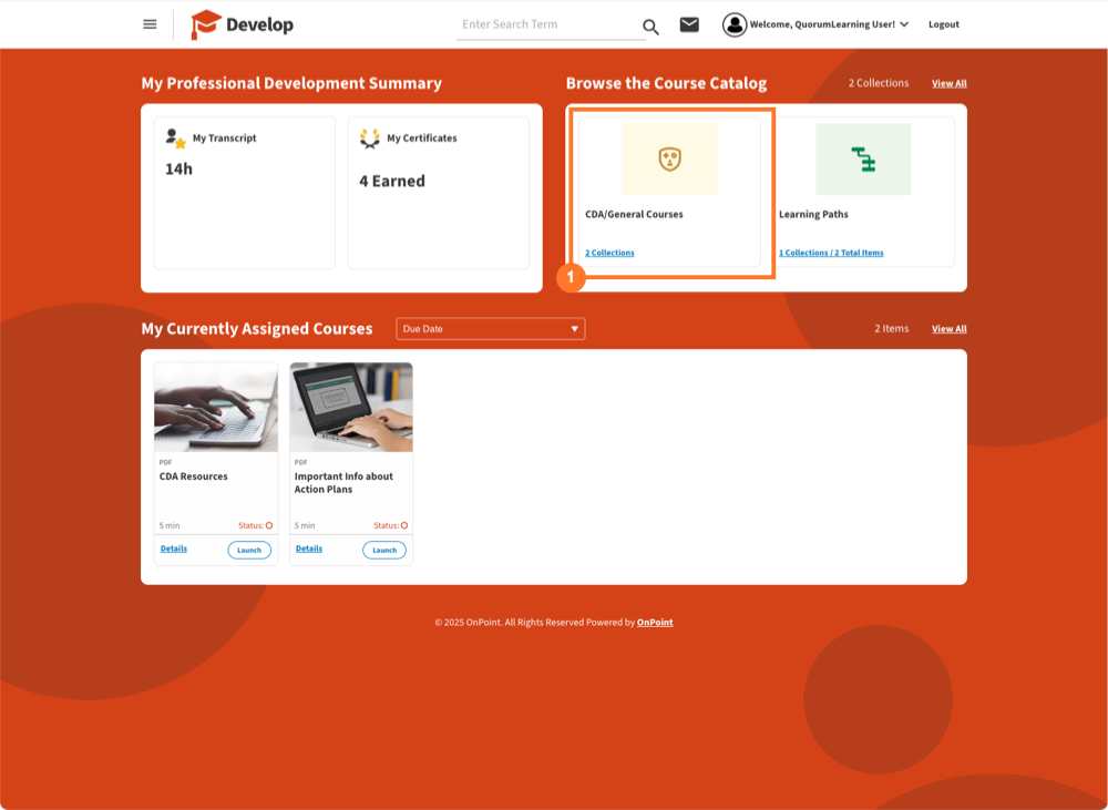 Which courses do I have to take on Quorum for the required CCDF Health ...